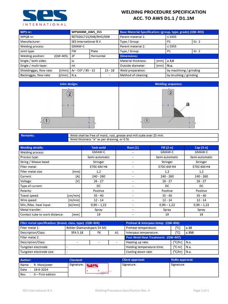 AWS D1.1 Welding Procedure Specification | PDF | Welding | Construction
