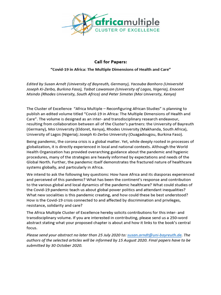 Call For Papers Covid19 | PDF
