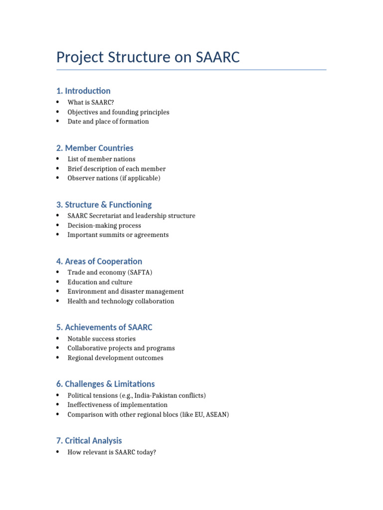 SAARC Project Structure Class12 | PDF