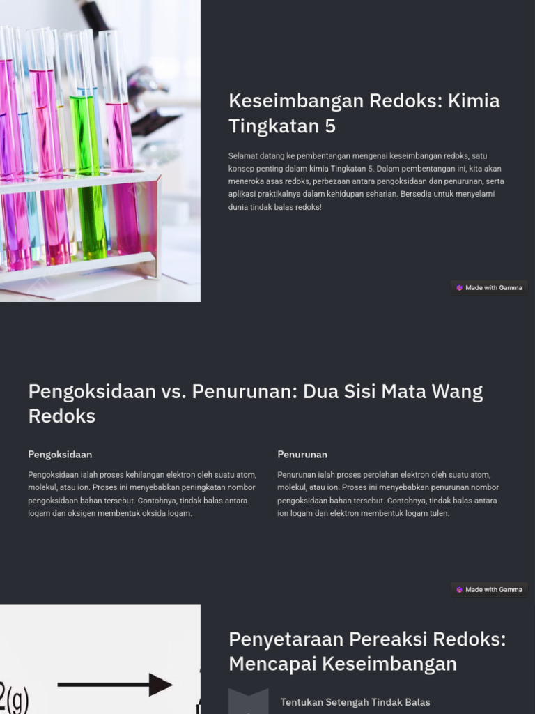 Keseimbangan Redoks Kimia Tingkatan 5 | PDF
