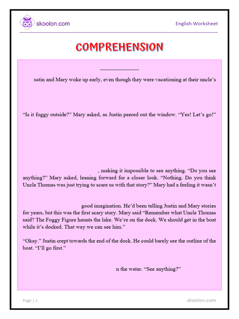 G3 English Comprehension Foggy Figure 373 | PDF