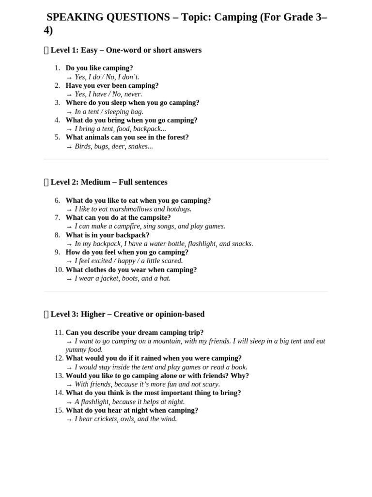 Camping Question | PDF
