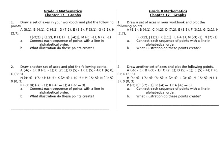 Plotting Points On A Graph Worksheet | PDF | Discrete Mathematics ...