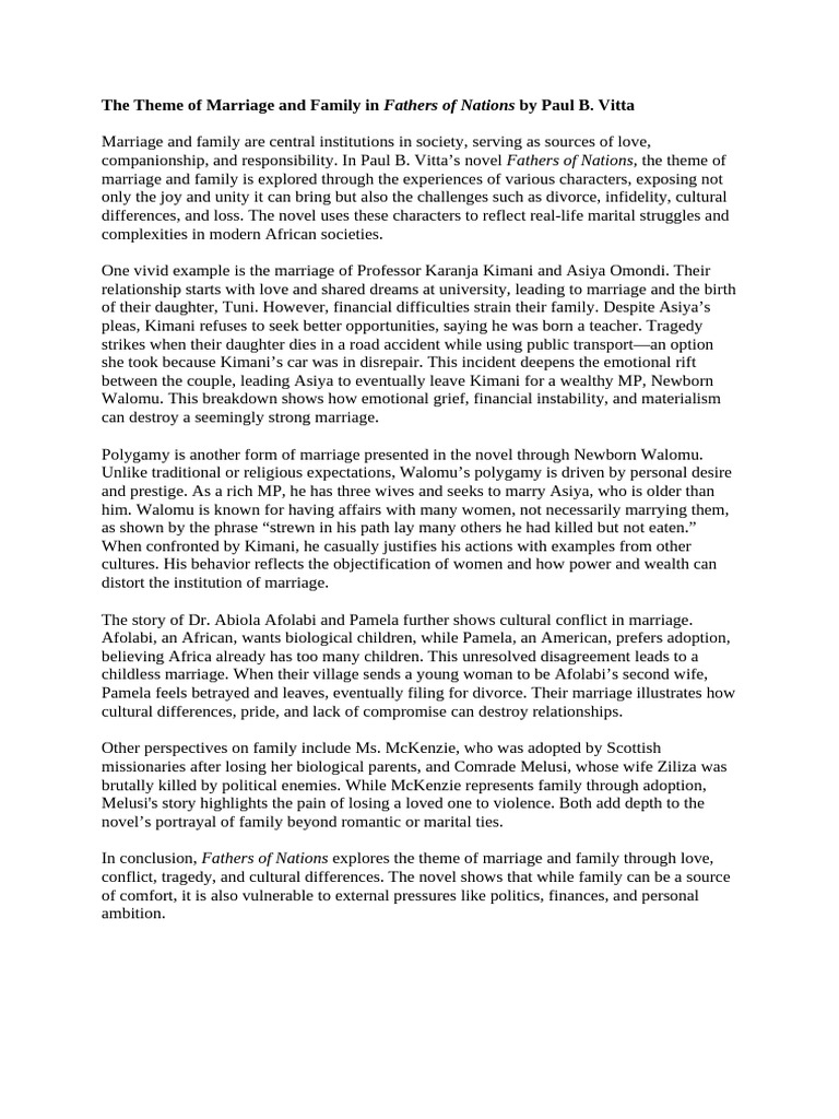 Marriage and Family in Fathers of Nations | PDF | Marriage ...