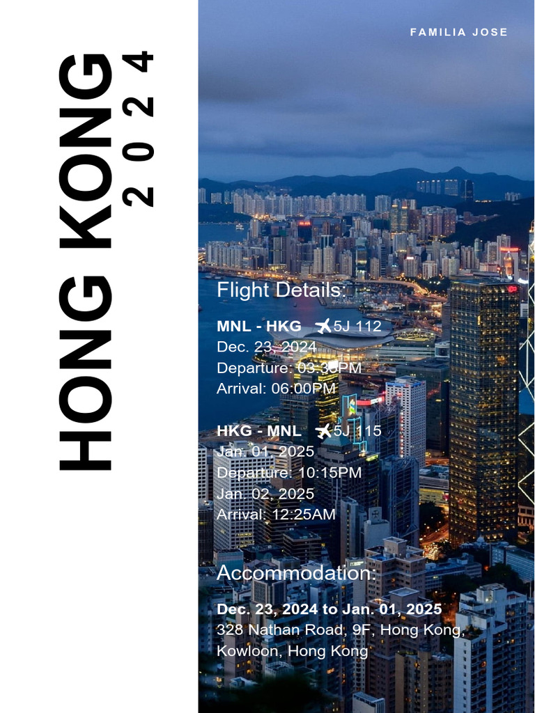 Hong Kong Itinerary and Flight Info | PDF