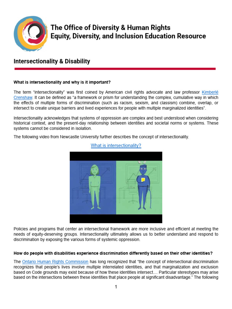 Intersectionality and Disability Explained | PDF | Intersectionality ...