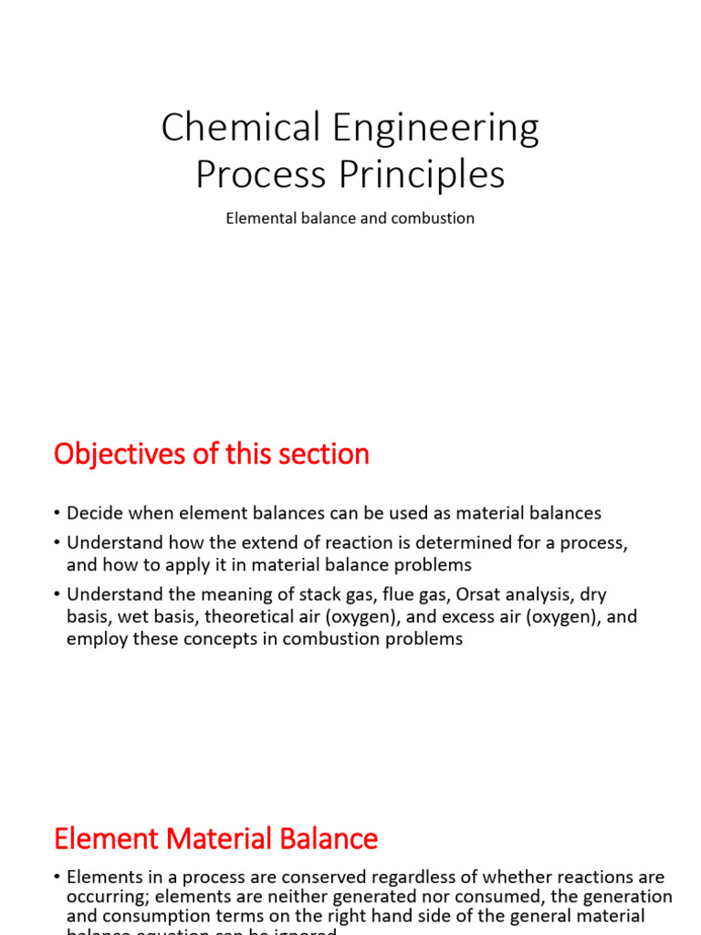 CPP Lecture 7 - Elemental Balances and Combustion | PDF | Combustion | Chemical Reactions