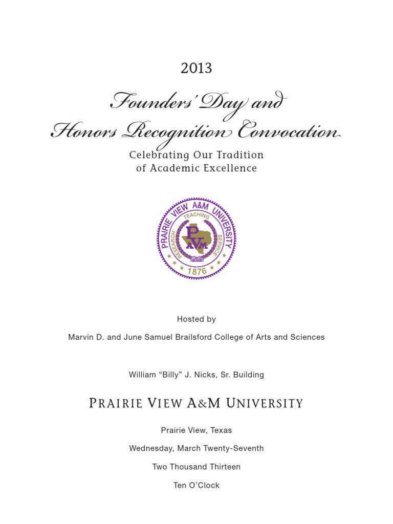 2013 Founders Day and Honors Convocation Program | PDF