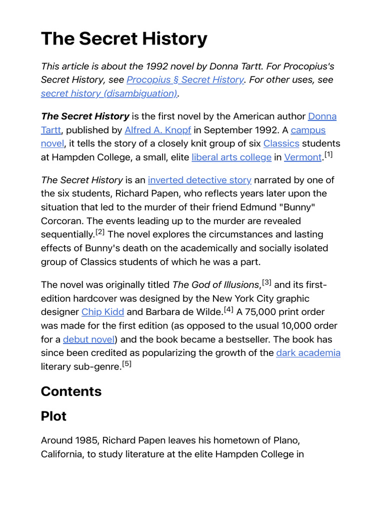 The Secret History: A Campus Murder Mystery | PDF