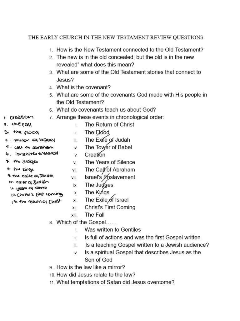 The Early Church in The New Testament Review Questions | PDF