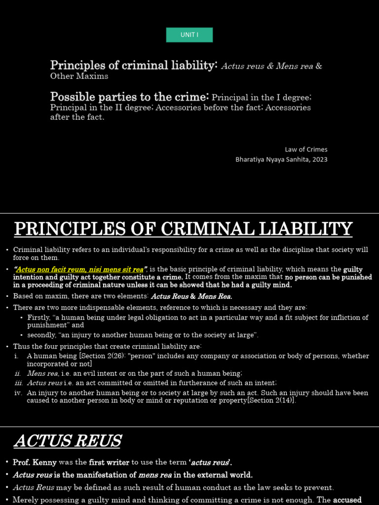 Principles of Criminal Liability & Possible Parties To The Crime | PDF ...
