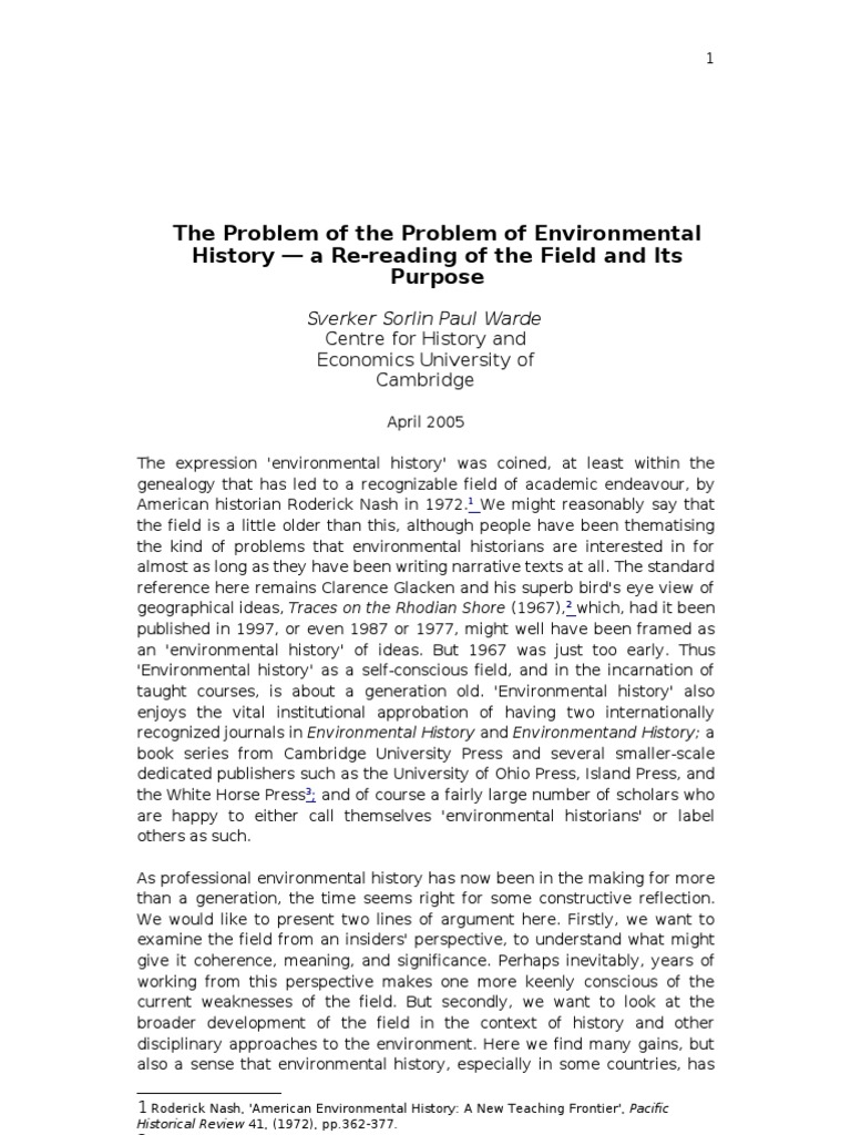 The Uses of Environmental History | PDF | Environmental History | Historian