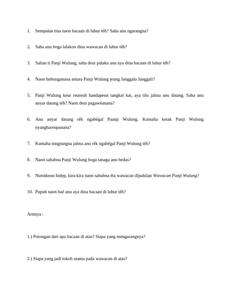 Wawacan Panji Wulung: Analisis Karakter | PDF