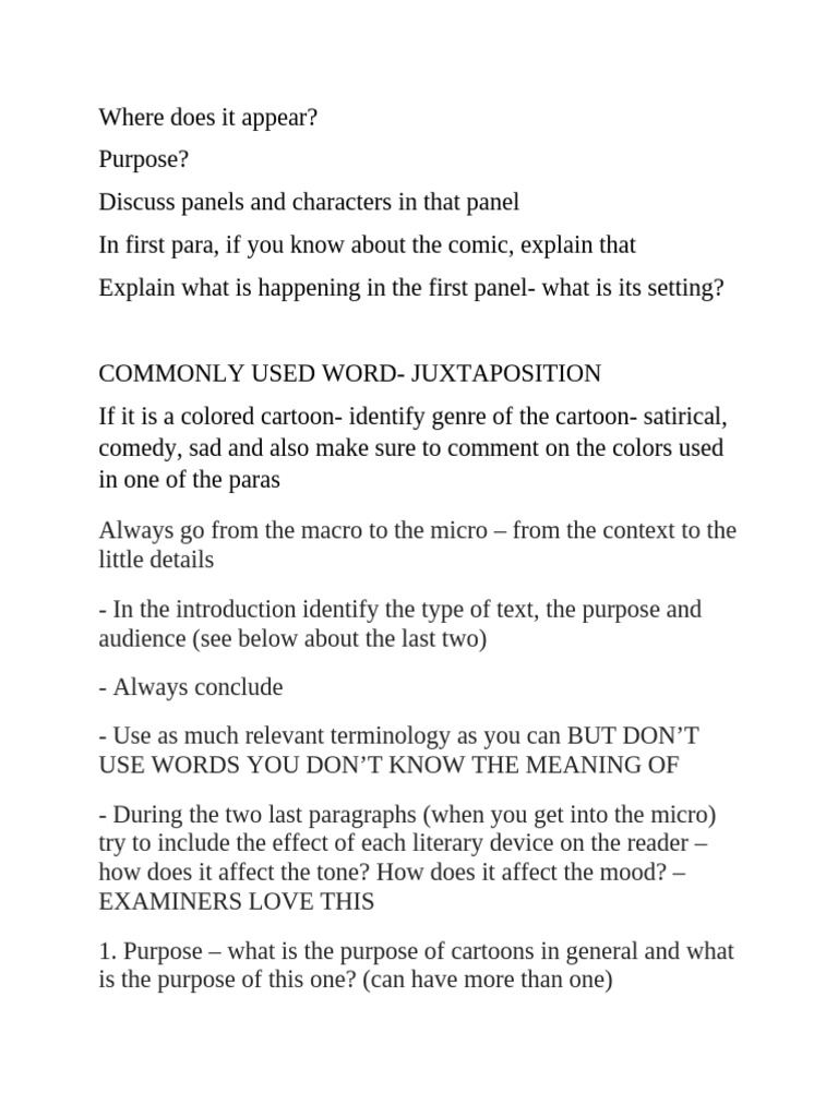 Comic Strip - Understainding Basics of Writing An Analysis | PDF ...