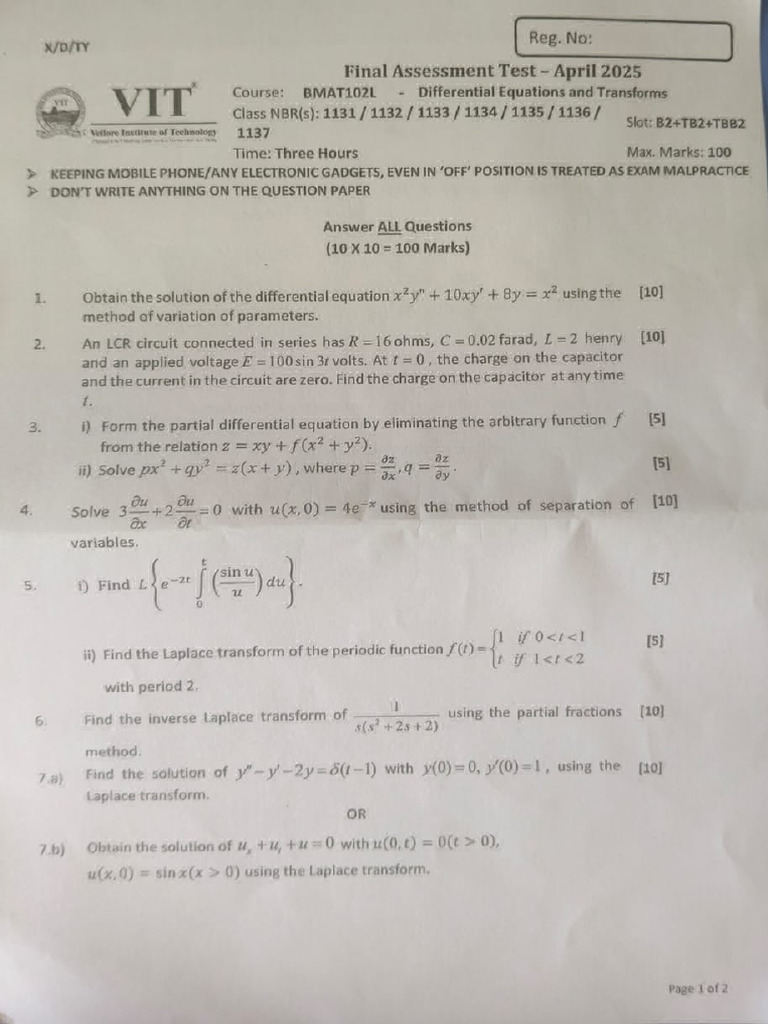 Bmat102l Fat B2 2025 | PDF