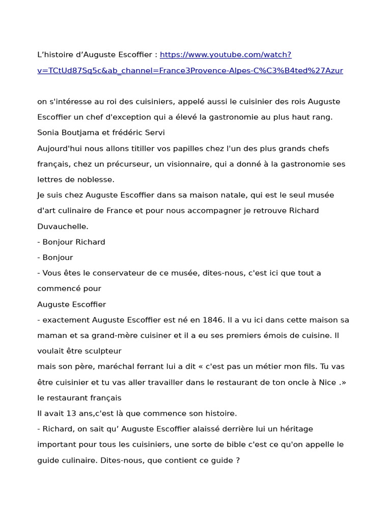 L'héritage d'Auguste Escoffier | PDF | Menu | Nourritures