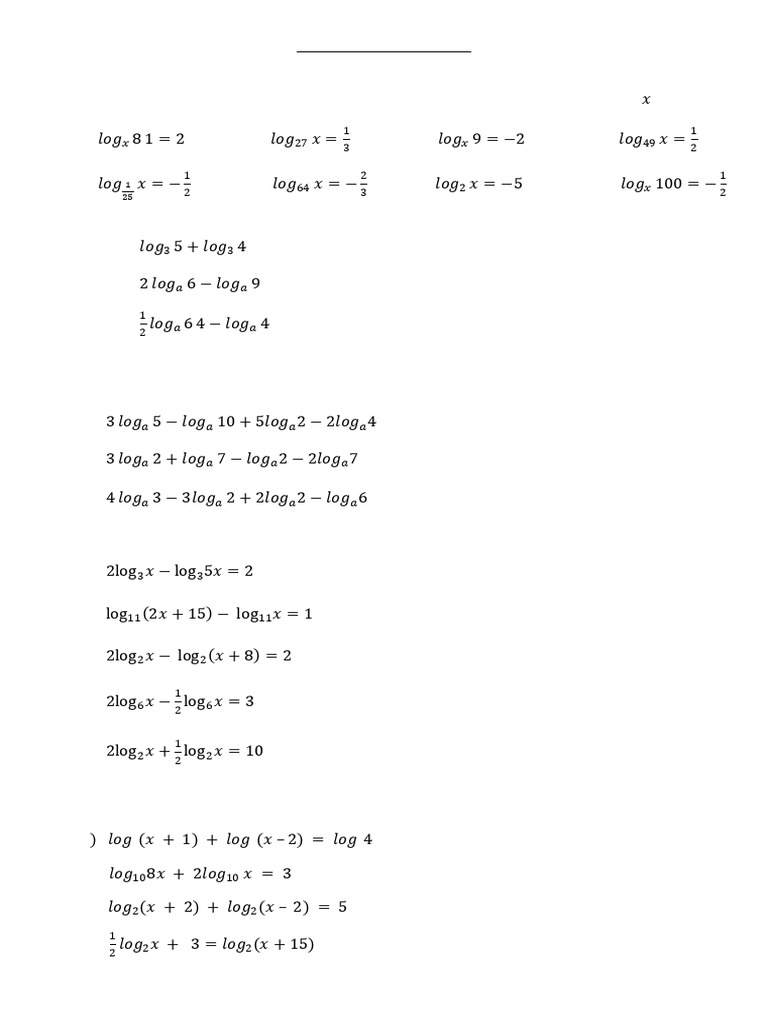 Solving Equations Using Logs Worksheet | PDF