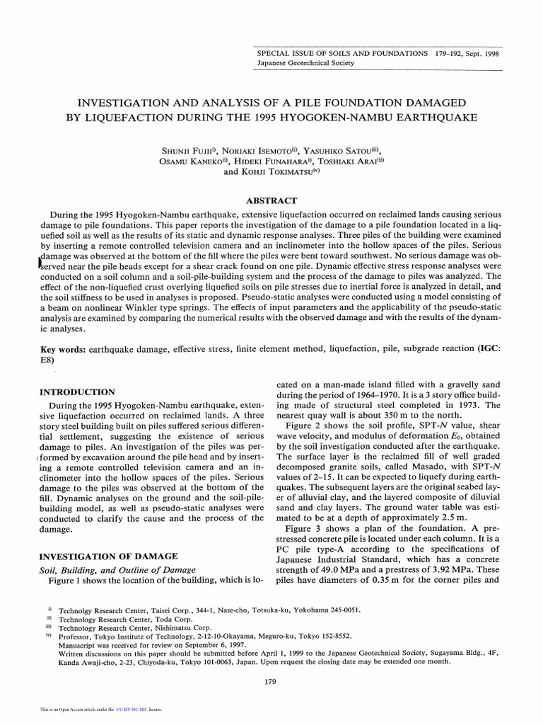 Pile Foundation Damage from Liquefaction | PDF | Bending | Deep Foundation