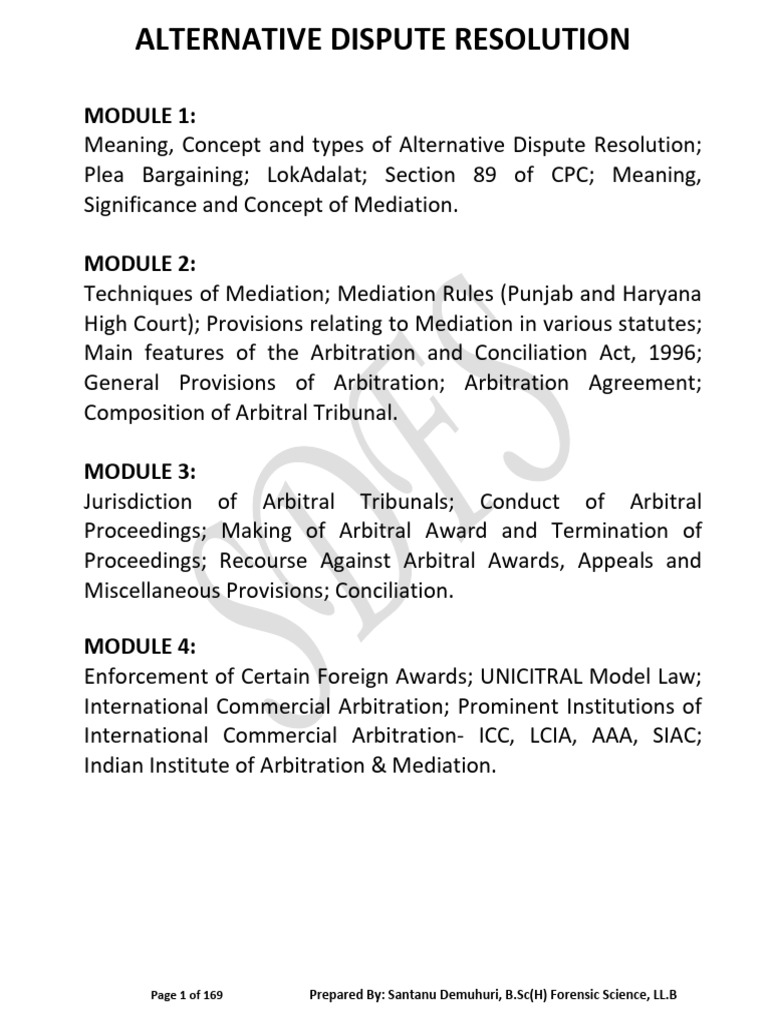 ADR - Santanu Demuhuri | PDF | Alternative Dispute Resolution | Arbitration