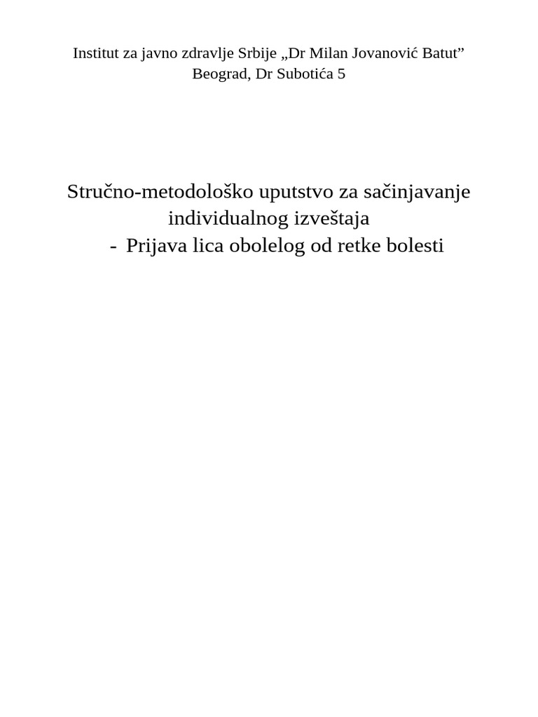 SMU Za Sačinjavanje Individualnog Izveštaja - Prijava Lica Obolelog Od ...
