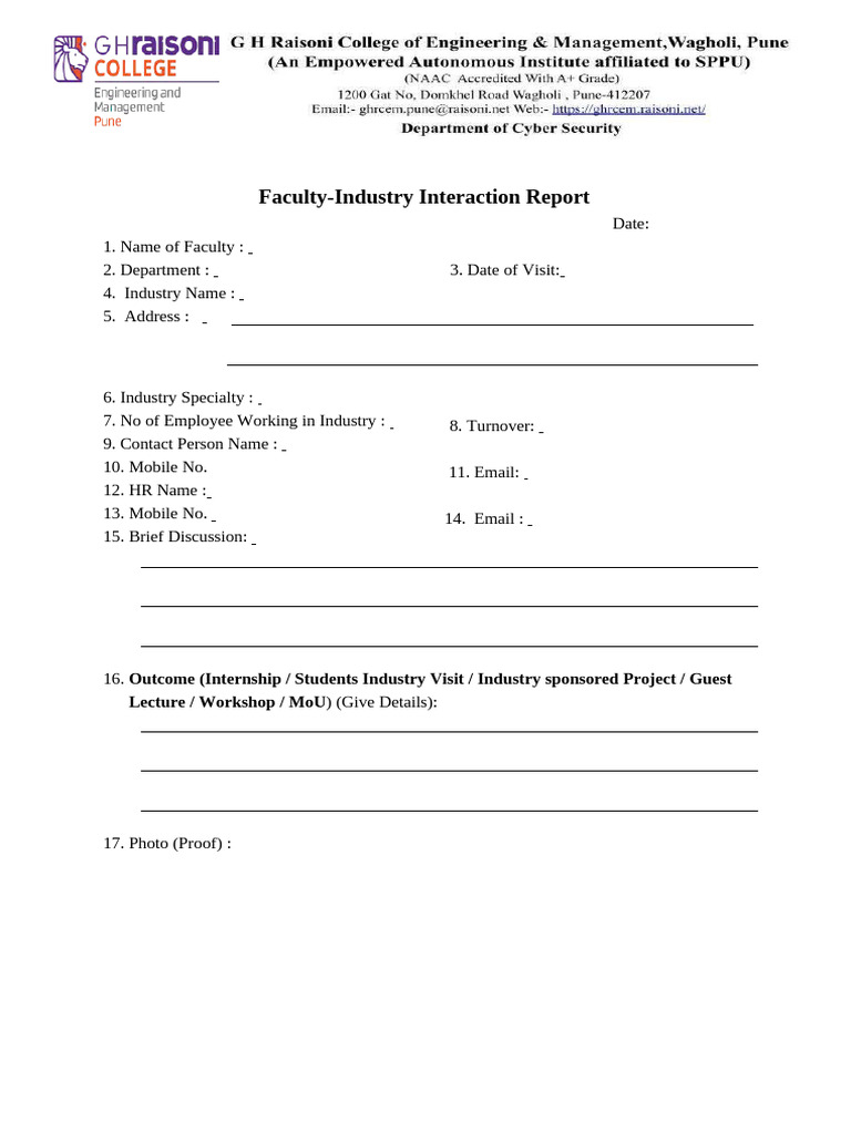 Faculty-Industry Interaction Report | PDF