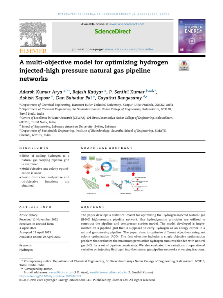 Arya Et Al. - 2023 - A Multi-Objective Model For Optimizing Hydrogen Injected-High Pressure ...