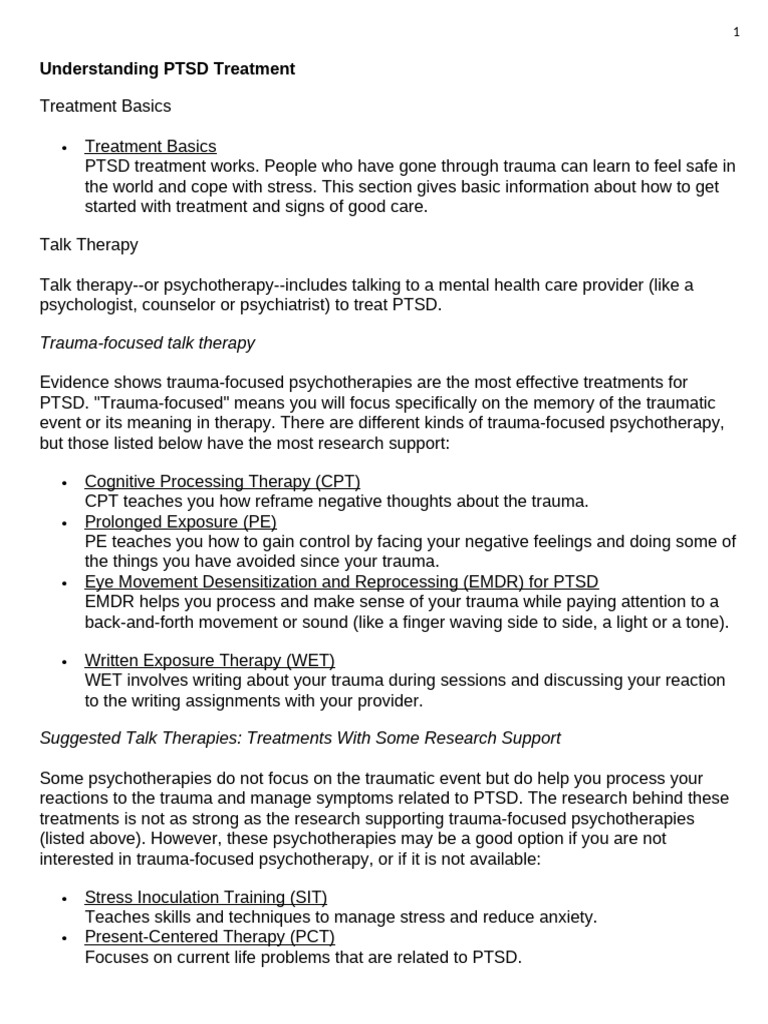 Understanding PTSD Treatment | PDF | Psychotherapy | Medical Treatments