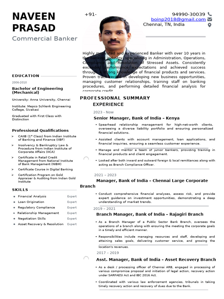 Naveen Prasad - Experienced Banker | PDF | Banks | Financial Services