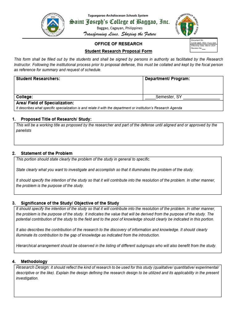 Form 02A - Student Reseach Proposal Form | PDF | Methodology | Data