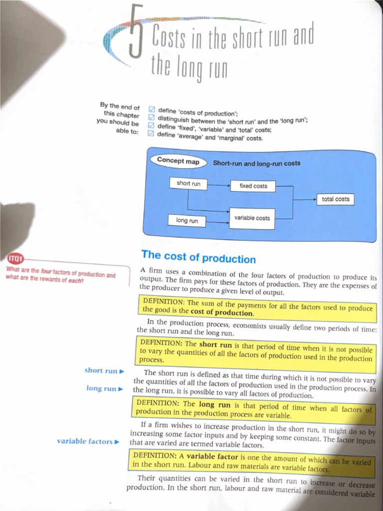 Costs in The Short Run and Long Run | PDF