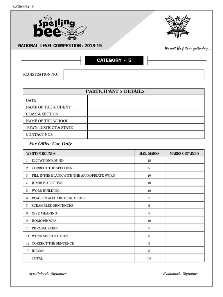 Category - 5 Question Paper National Level | PDF | Linguistics