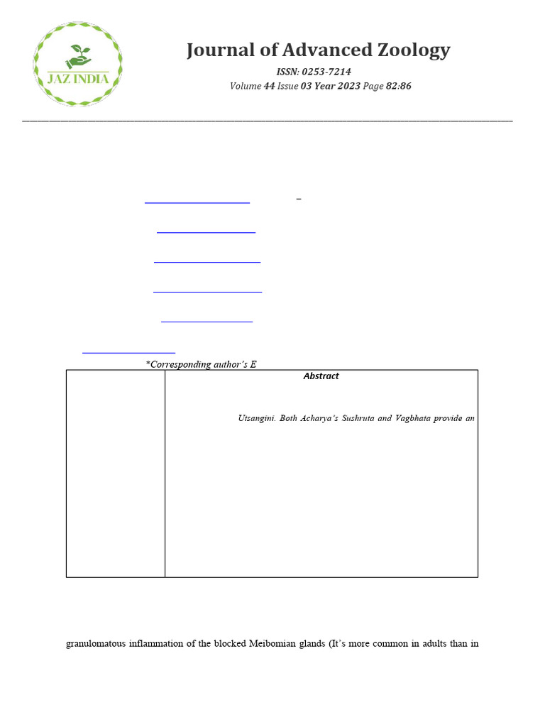 Ayurvedic Treatment of Chalazion (Utsangini) | PDF | Ayurveda ...