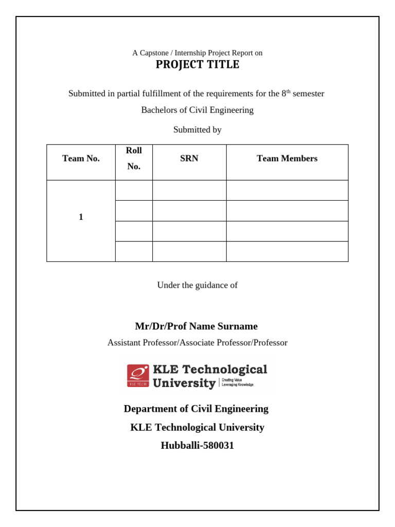 Capstone Project Report Template - 2025 | PDF | Educational Stages | Academia