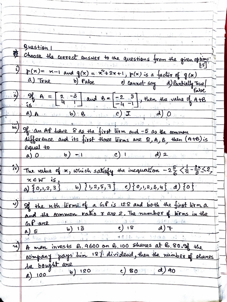 Math Mock Test 1 & Answer Keys | PDF