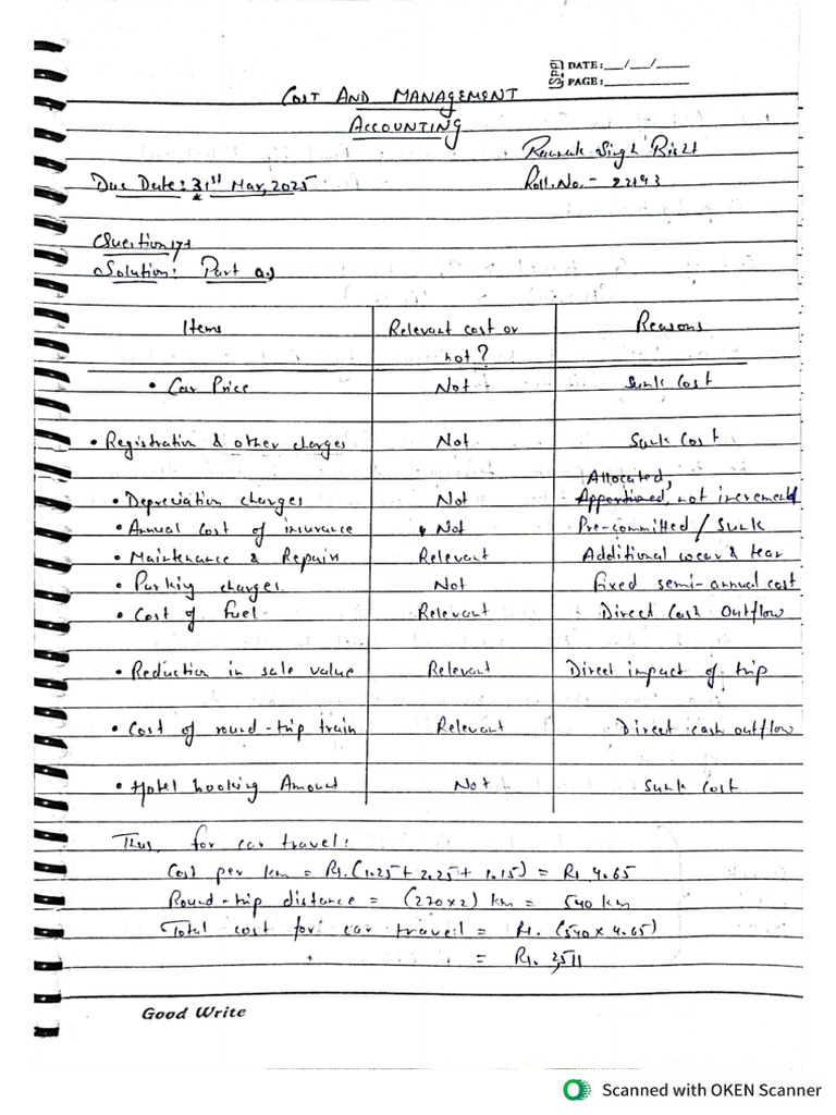 CMA Assignment | PDF