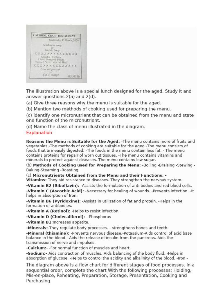 Waec Catering Craft Practice Theory2020 | PDF | Refrigerator | Digestion