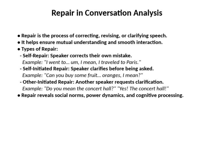 Repair in Conversation Analysis | PDF