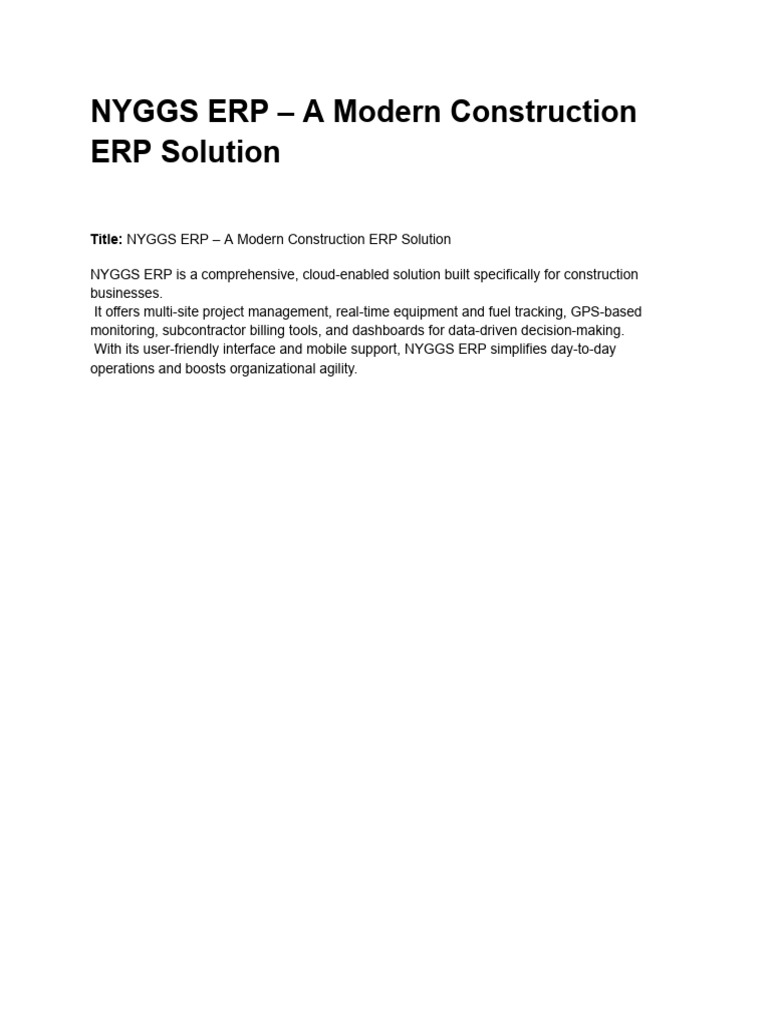 A Modern Construction ERP Solution | PDF