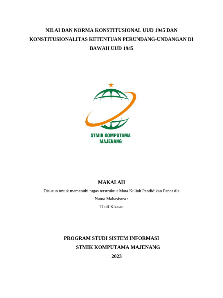 Nilai dan Norma UUD 1945 dalam Konstitusi | PDF