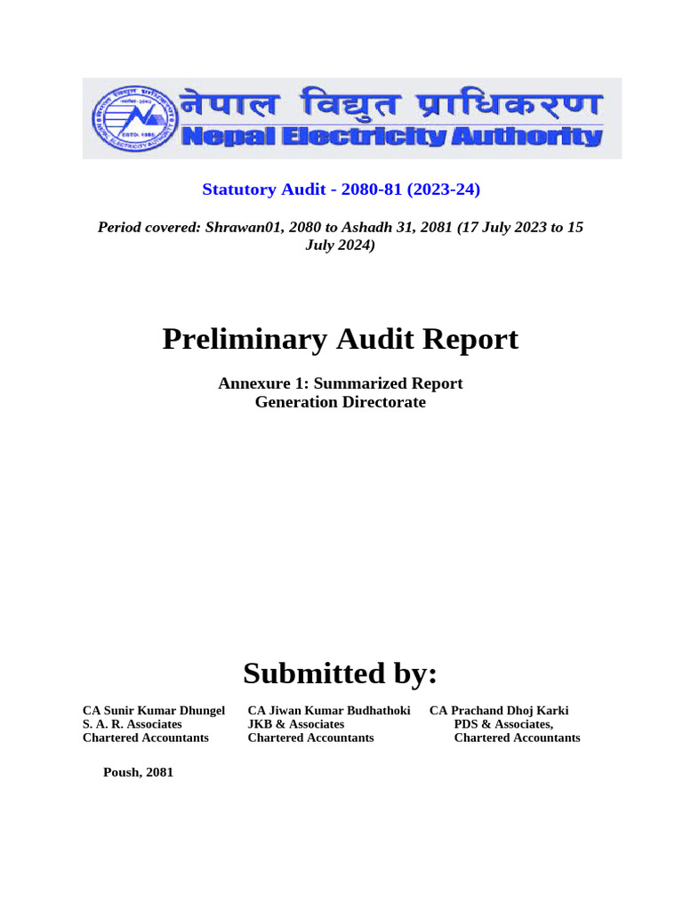A Report On Electricity Generation | PDF | Audit | Banks