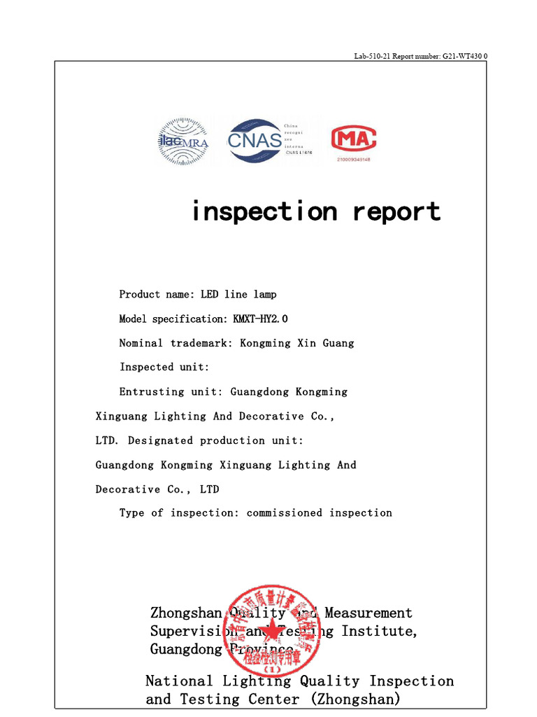 LED Linear Light Safety Test Report - 1 - 22 - Translate ...