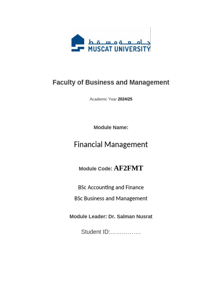 Financial Management Module Overview 2024/25 | PDF | Cost Of Capital ...