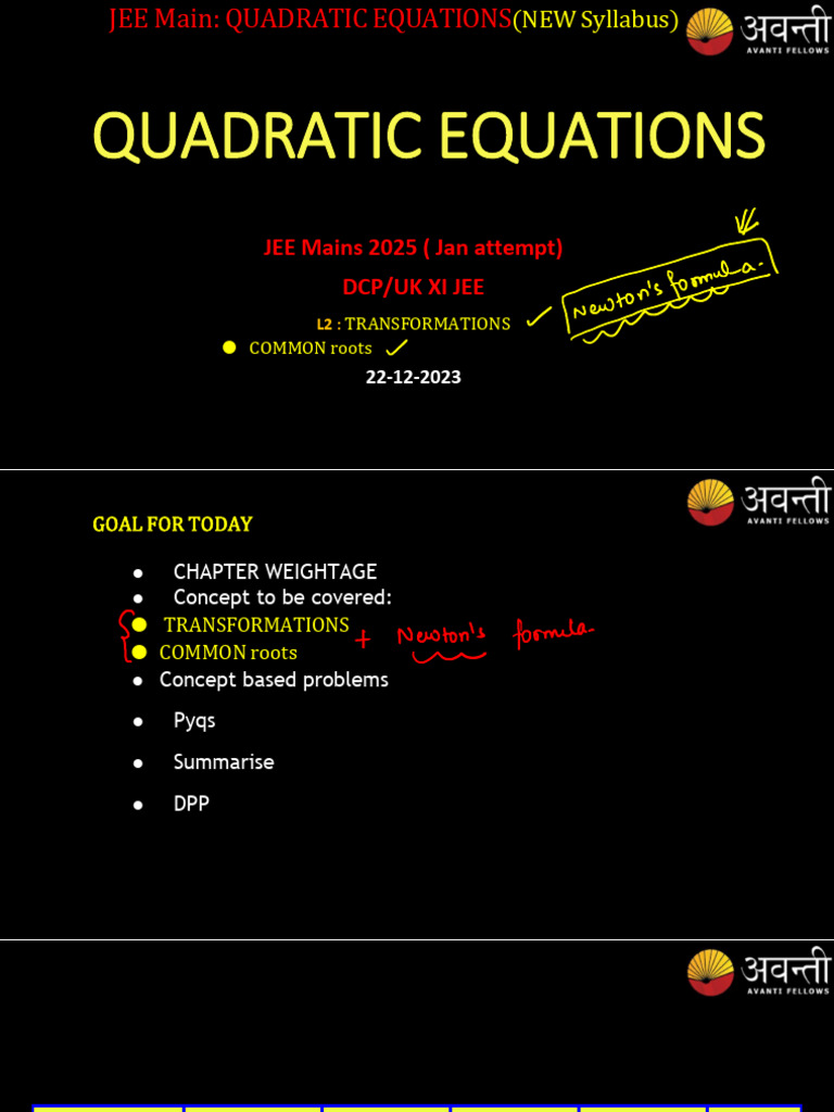 Quadratic+Equations L 2 FI | PDF | Quadratic Equation | Equations