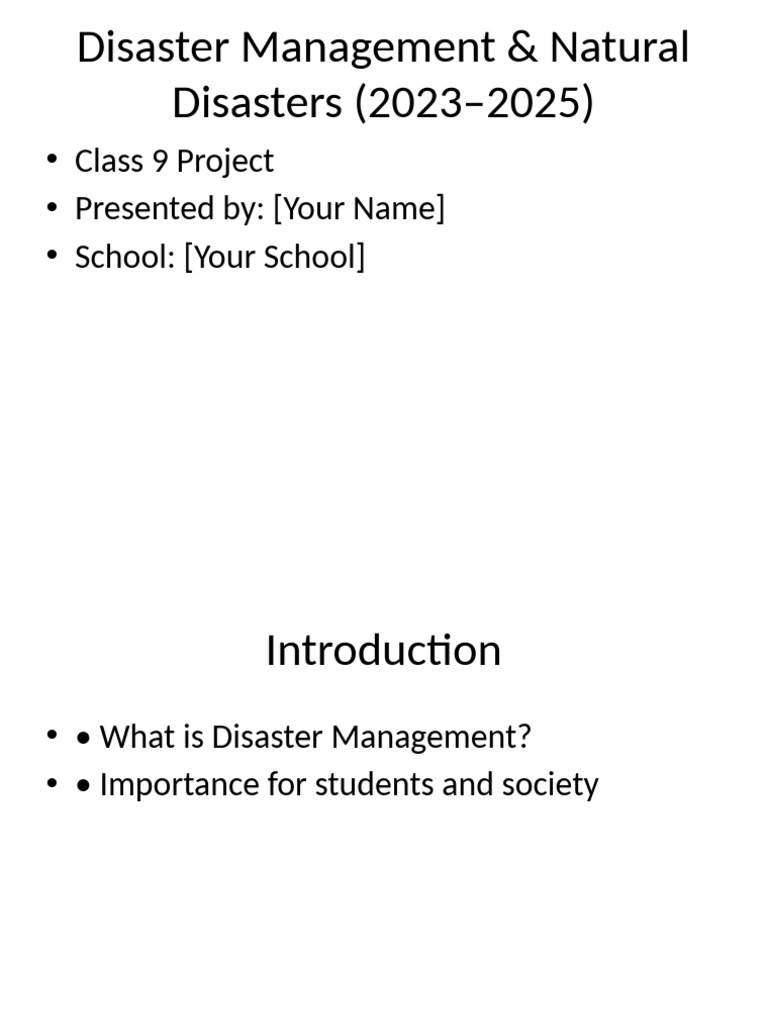 Disaster Management Project Class9 2023 2025 | PDF