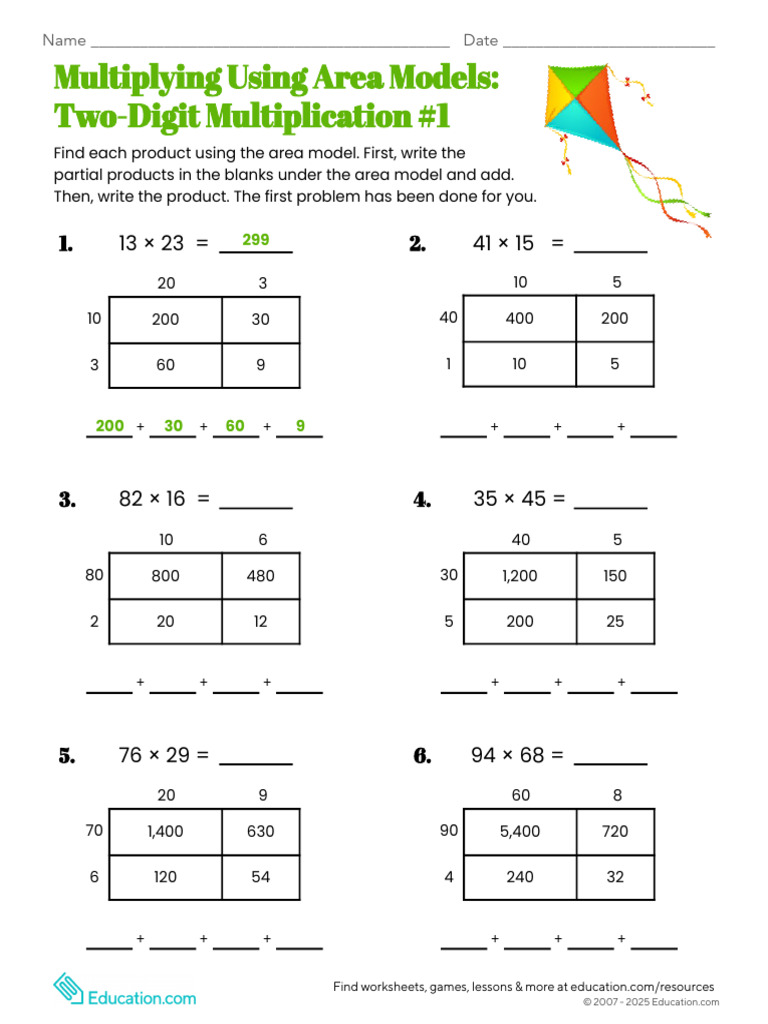 Multiplying Using Area Models Two Digit Multiplication 1 | PDF