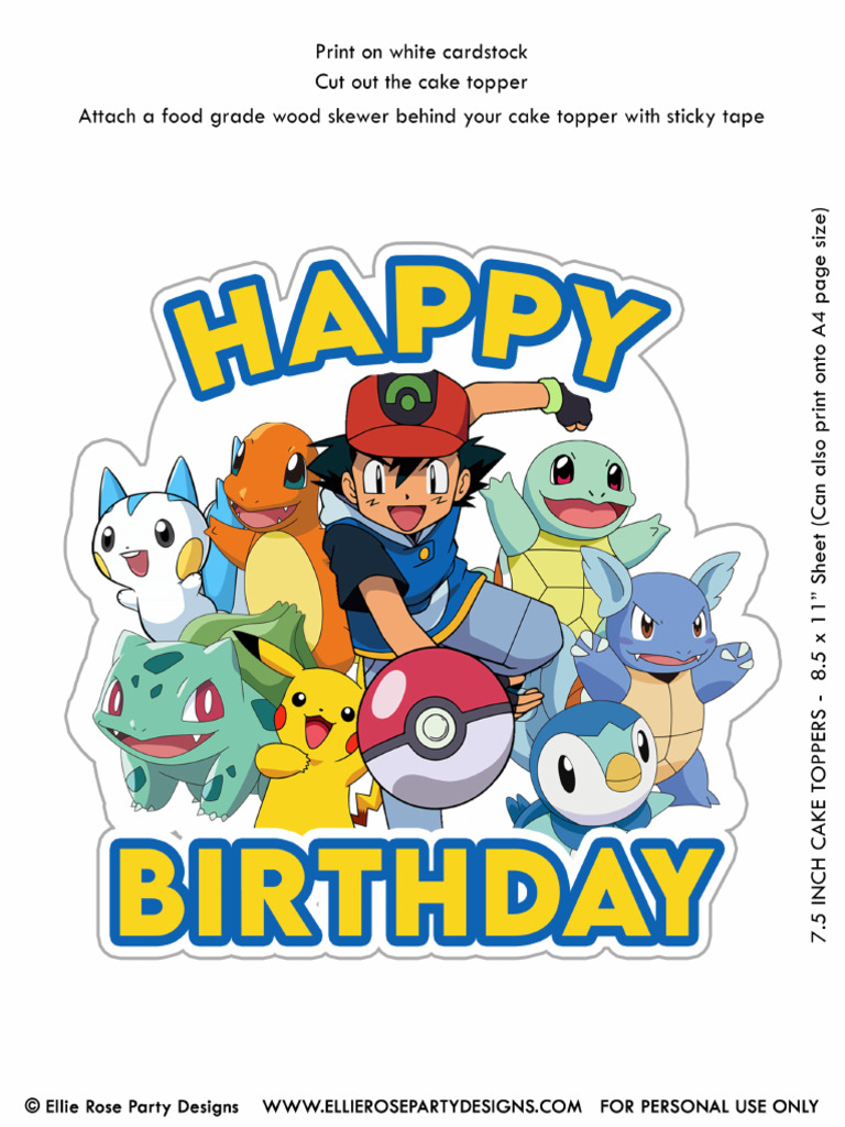 Pokemon Cake Topper Printable | PDF
