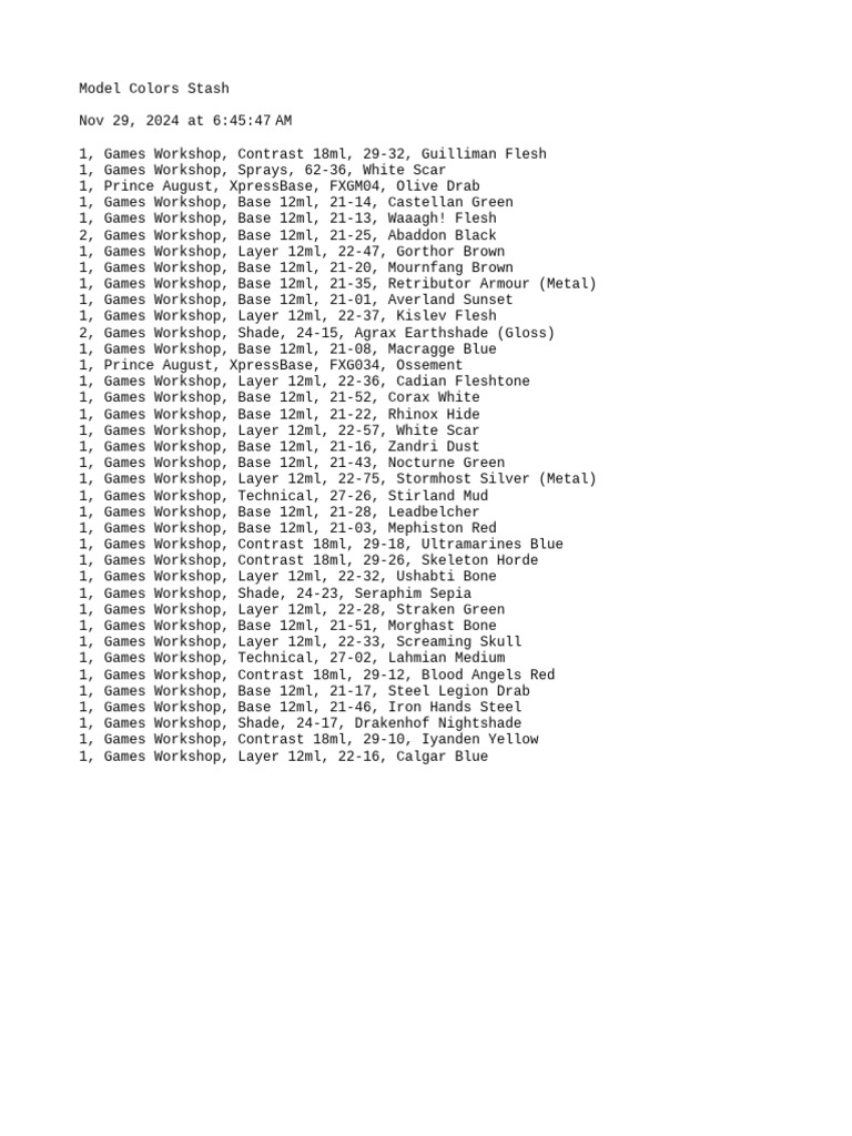 Model Colors Stash | PDF