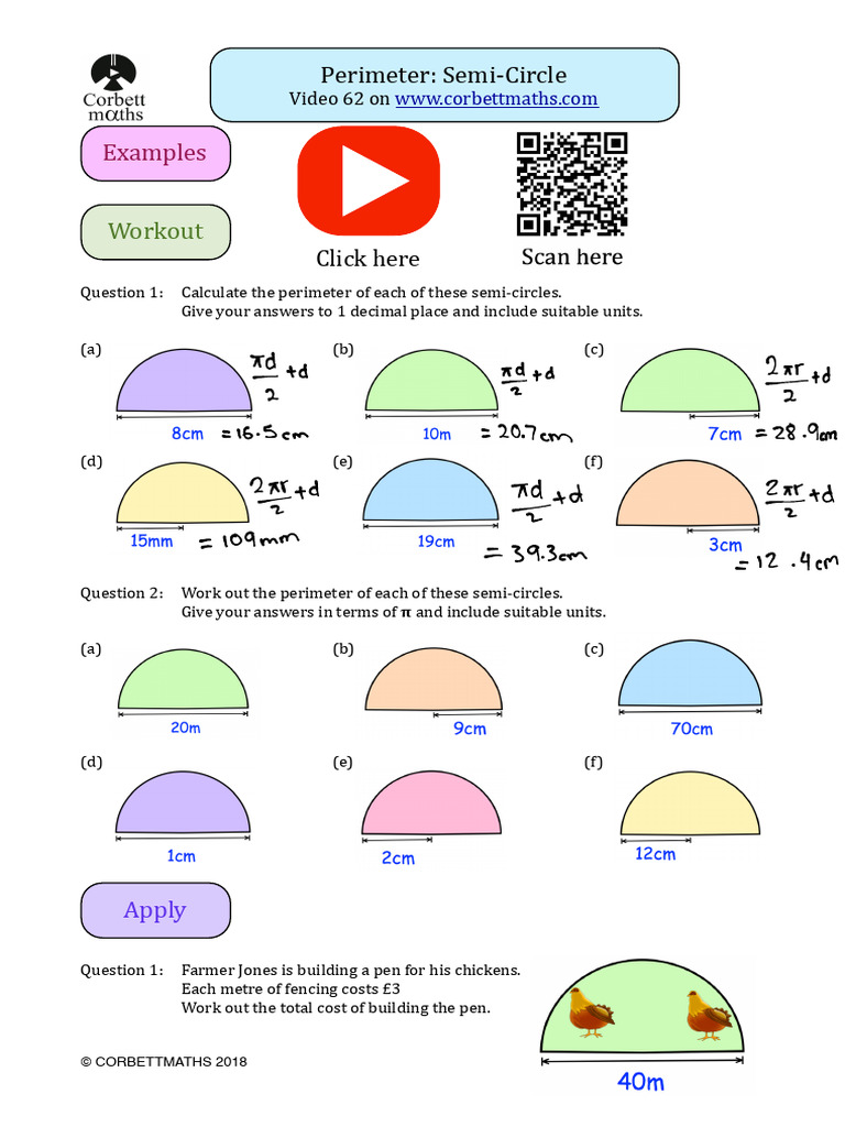 Perimeter of A Semi Circle PDF | PDF | Euclid | Distance
