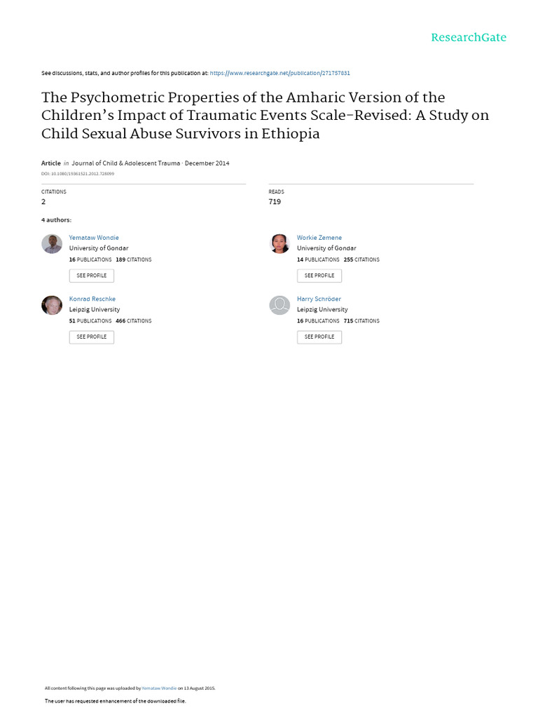 Psychometric Properties | PDF | Self Esteem | Internal Consistency