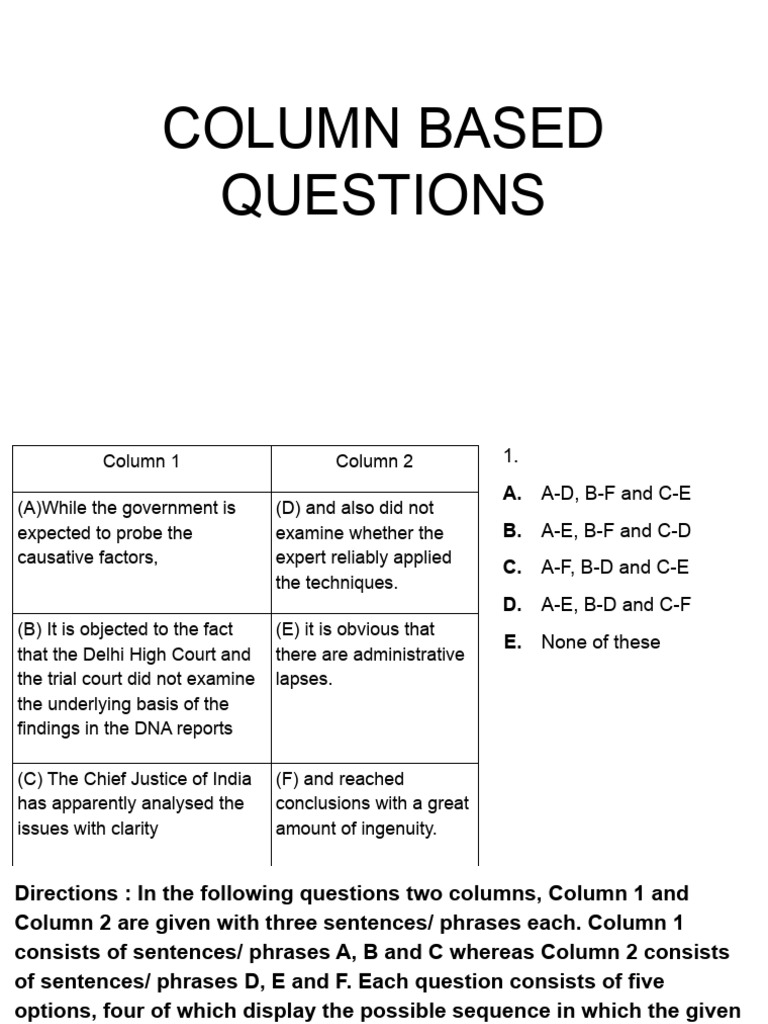 Match The Columns + Phrase Rearrangement No Annotation 3rd June | PDF ...
